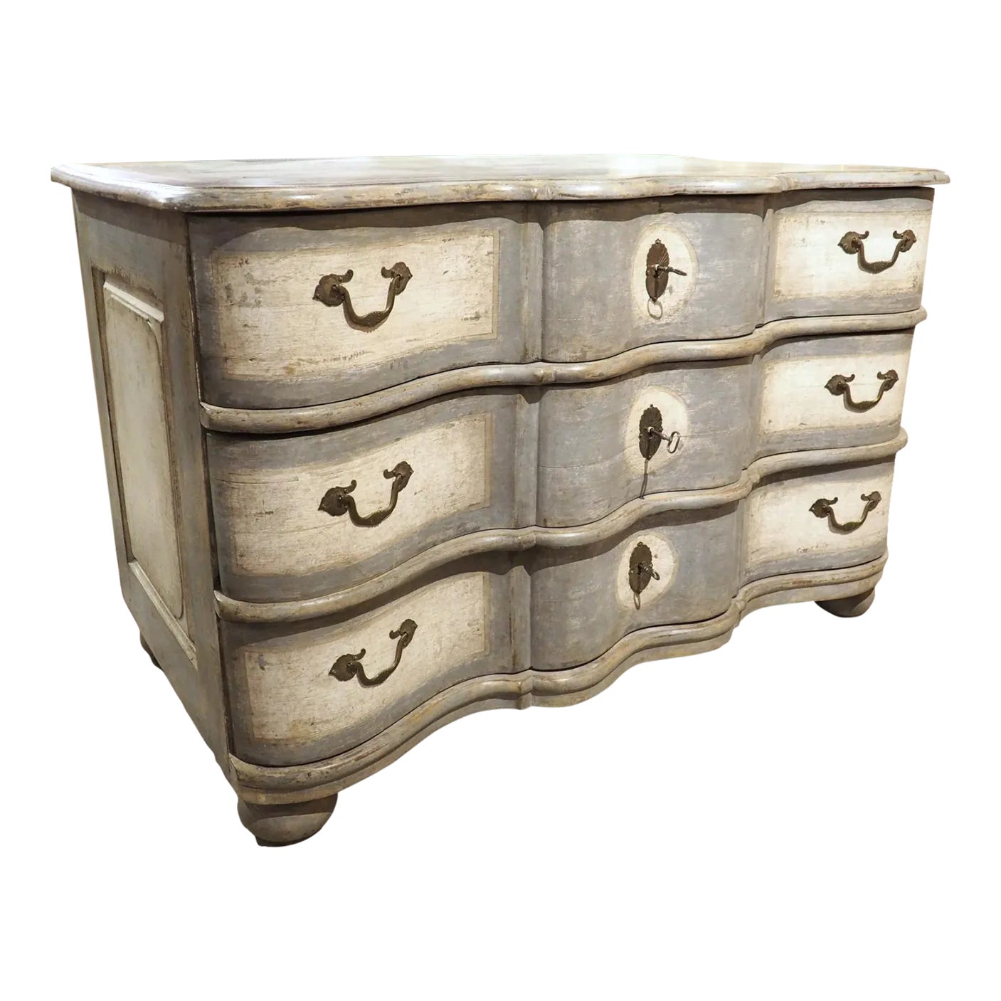 Antique Painted Serpentine Commode From Southern Germany, 18th C. And ...