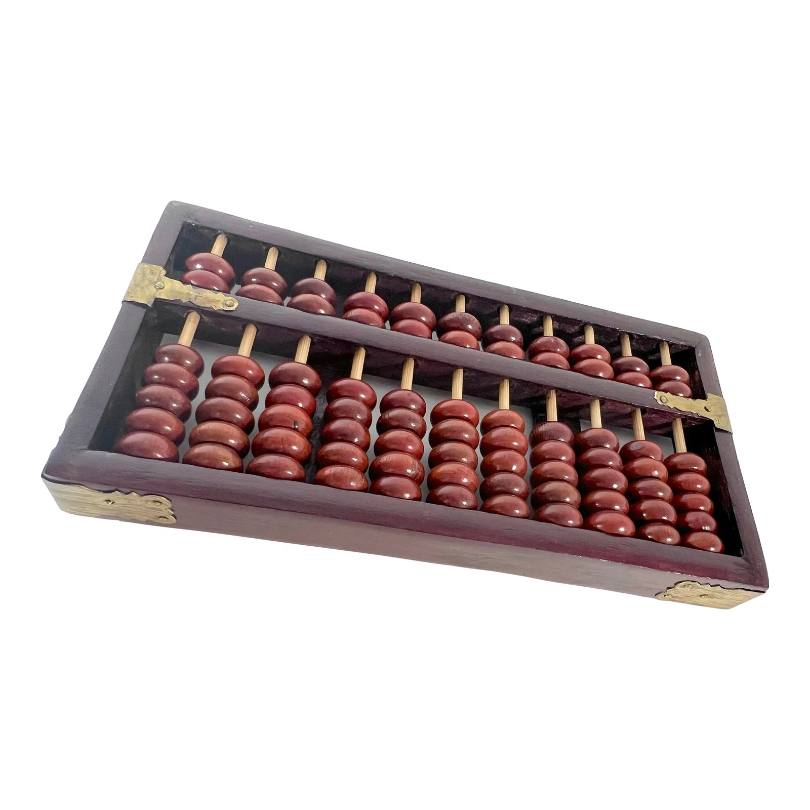 "Diamond" Chinese Wood Abacus With Wood Beads and Brass Embellishments ...
