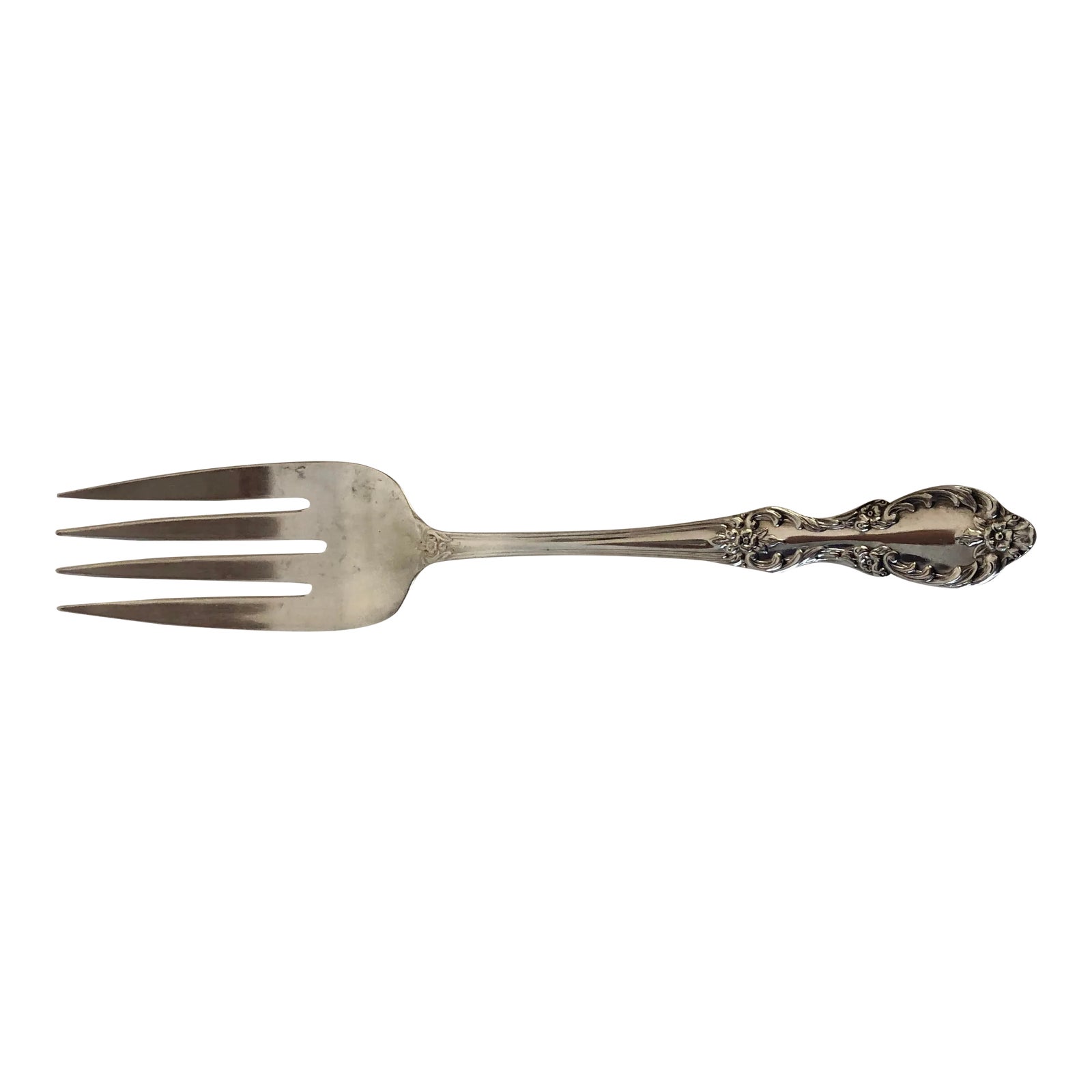 Vintage Floral Silver Plate Serving Fork | Chairish