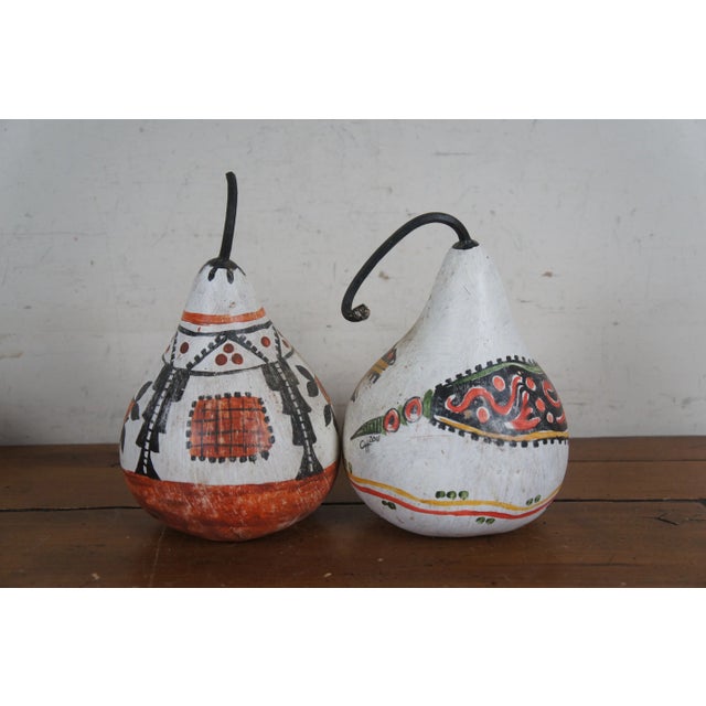 Late 20th Century Artisian Folk Art Southwestern Pueblo Painted Gourds ...