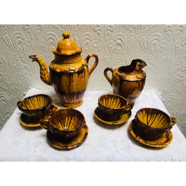 Vintage Mid Century Mexico Oaxaca Yellow Ware Drip-Ware Coffee Tea Set ...