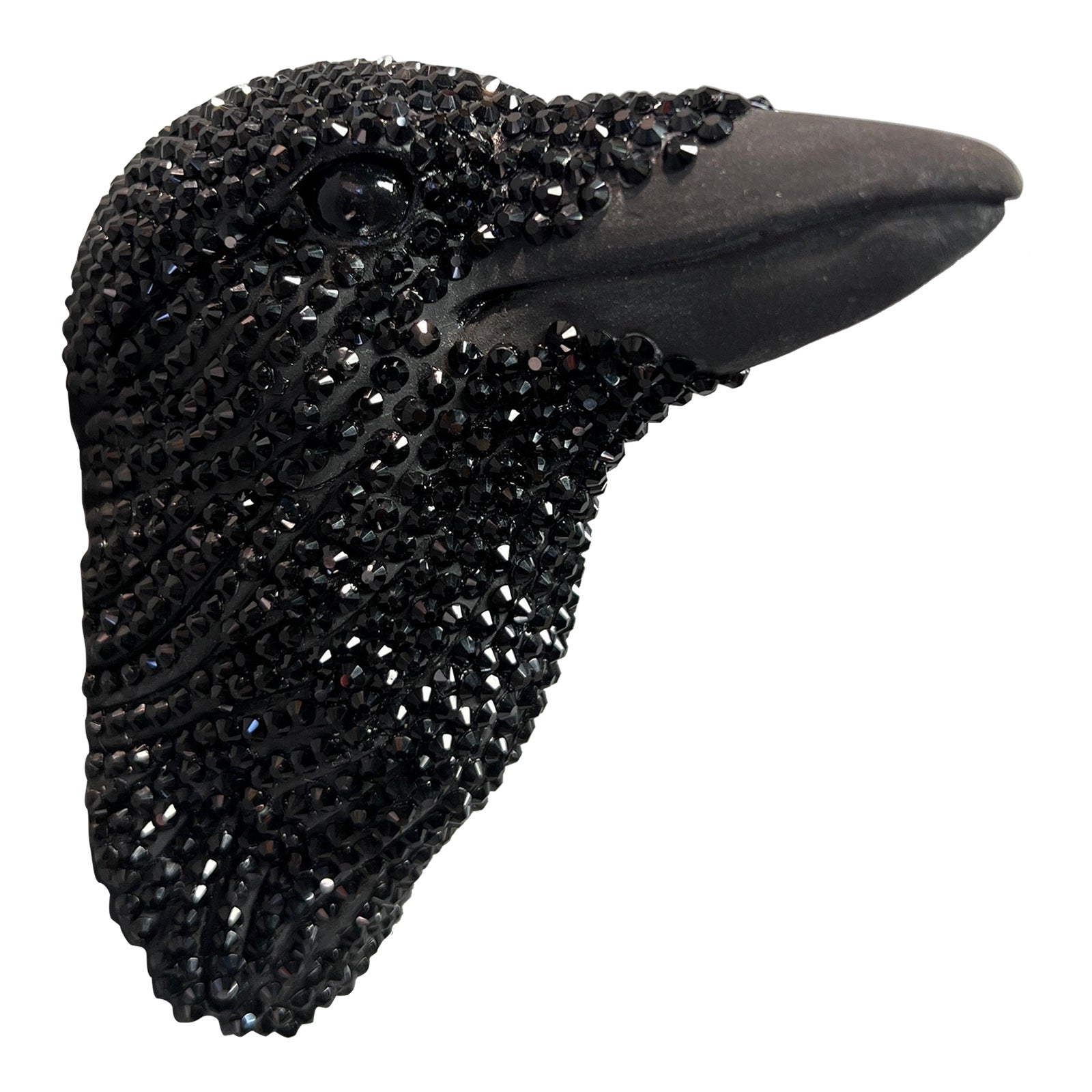 Karla Walter Ceramic, Swarovski Crystals, Wall Sculpture of Crow Head ...
