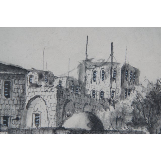 1966 Simon Rosen Israeli Judaica Jerusalem Cityscape Watercolor ...