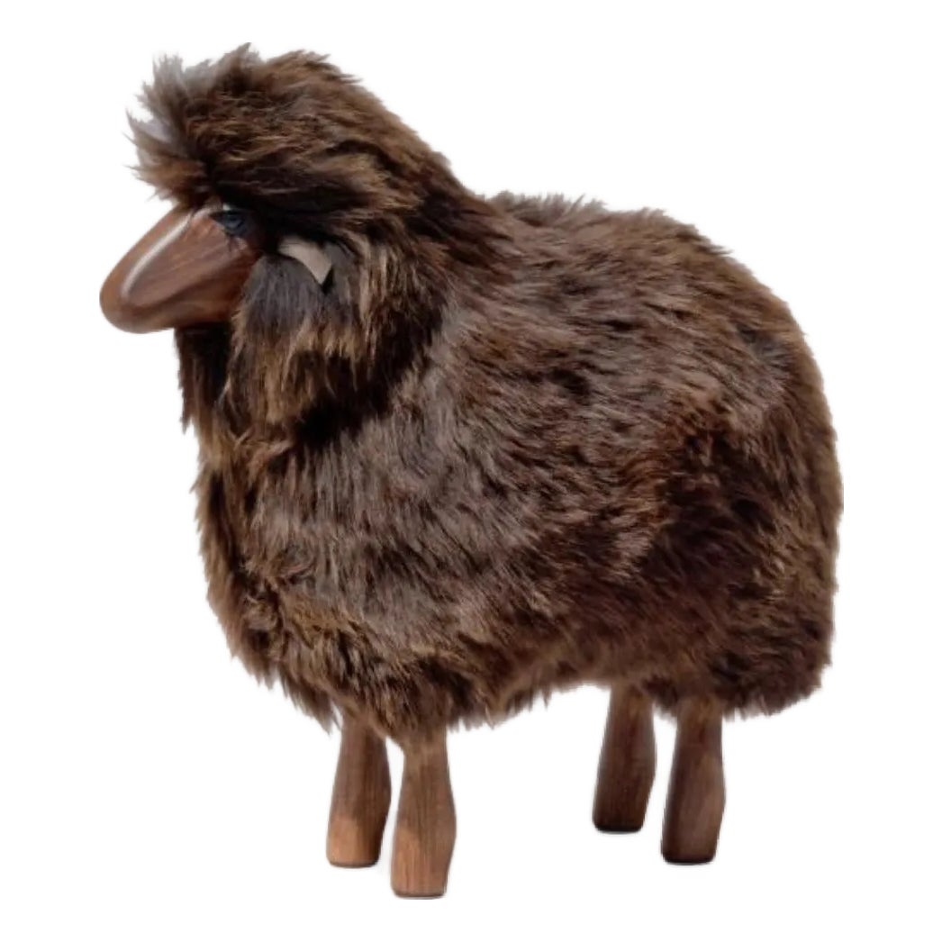 Lalanne Style Lamb-Sized Sheep Stool or Sculpture - Brown Fur | Chairish