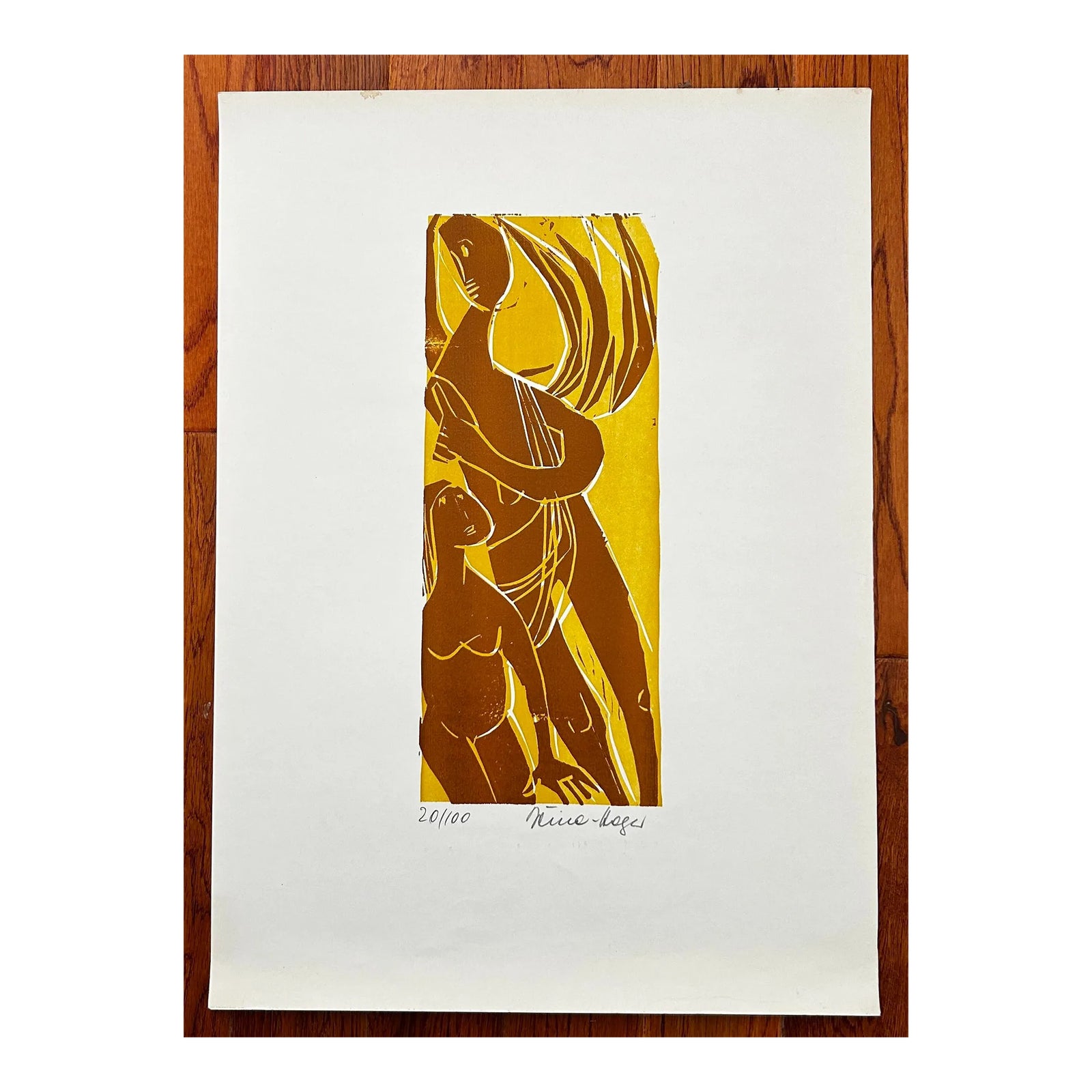 Maria Beine Hager German Mid Century Linocut Nudes 1970s | Chairish
