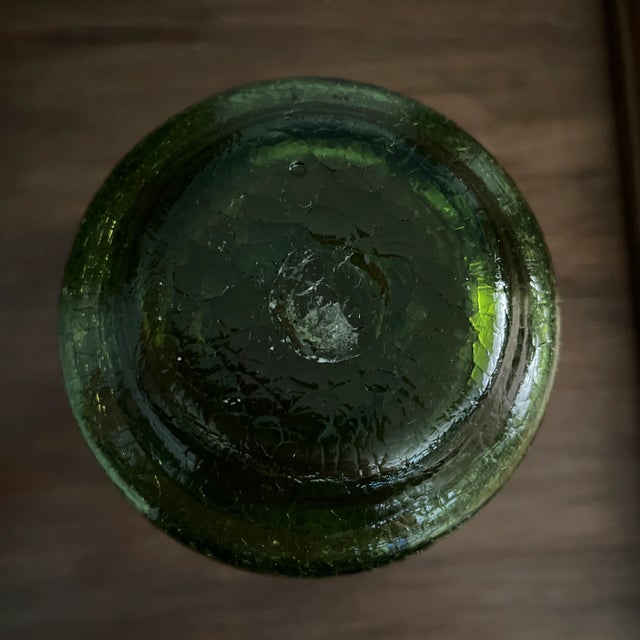 Vintage Green Crackle Glass Vase Chairish