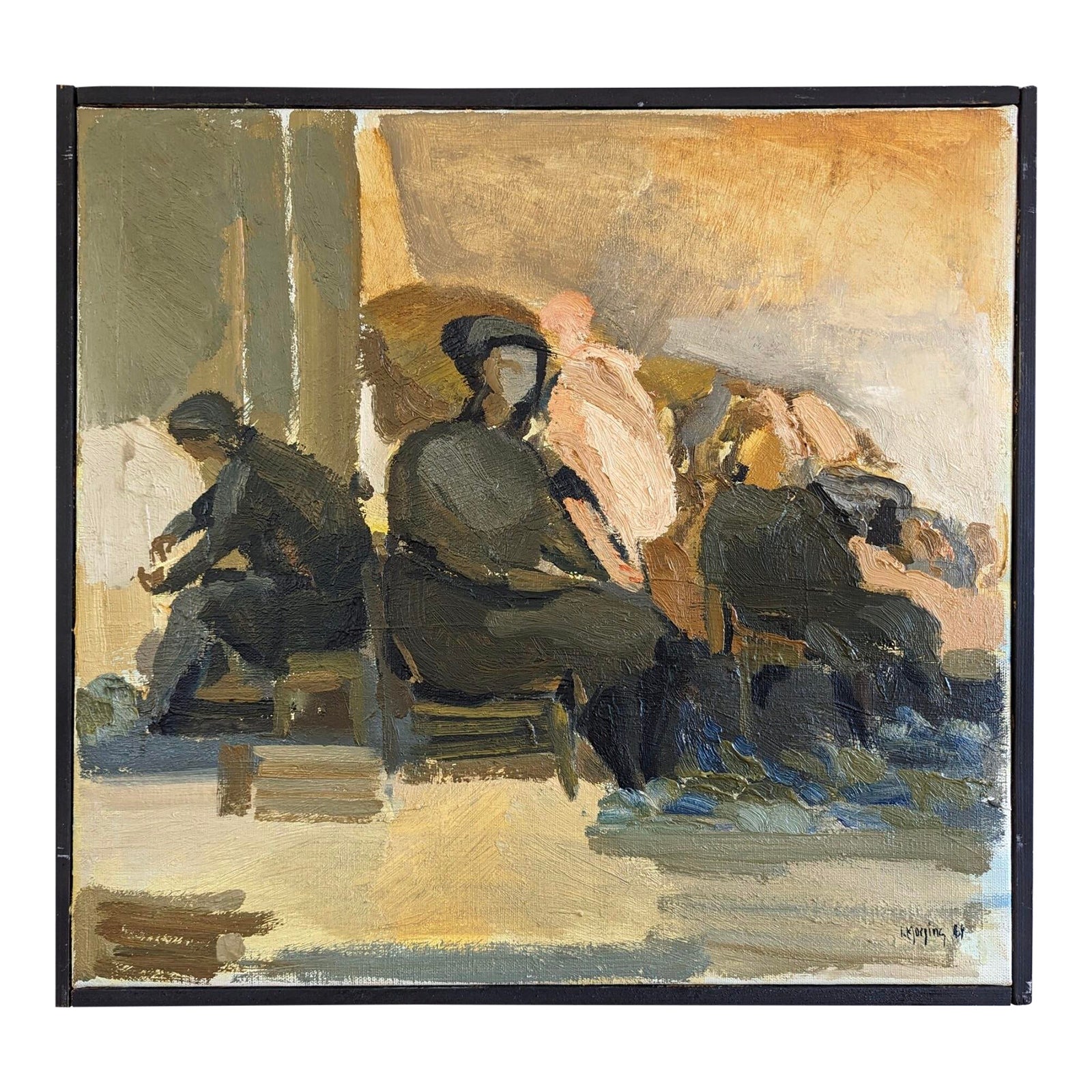 1964 Mid-Century Modern "Seated Trio" Vintage Abstract Figurative Oil ...
