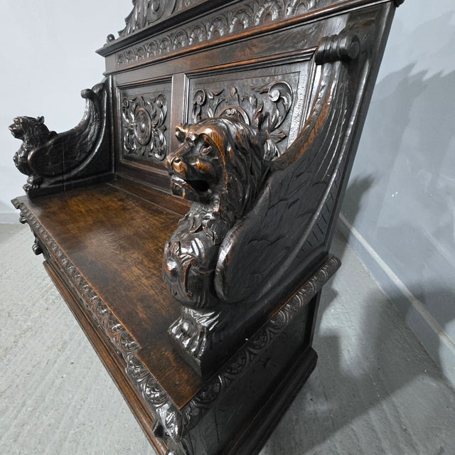 Antique Monks Hall Bench in Oak, 1880 | Chairish