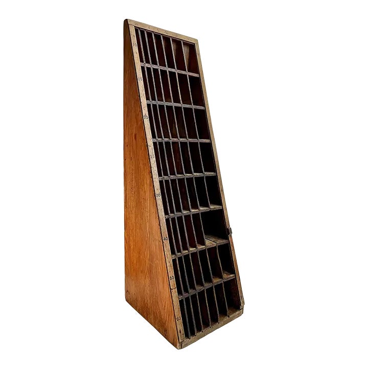 Mid-Century Triangular Wooden Industrial Cubbies | Chairish