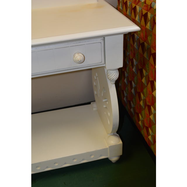 1980s Lexington White Cottage Style Console Hall Table W/ Drawers ...