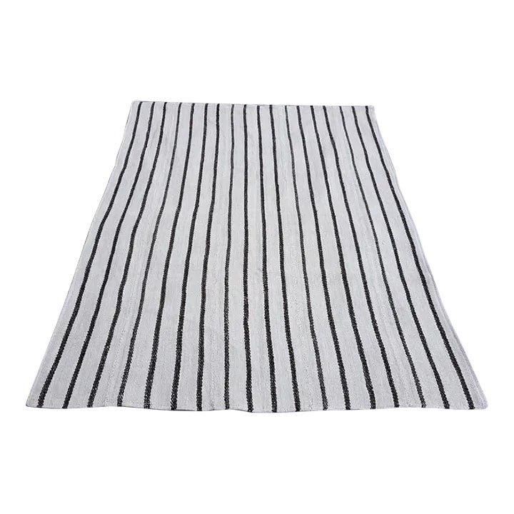 1960s Kurdish Handwoven Stripe Neutral Vintage Kilim | Chairish