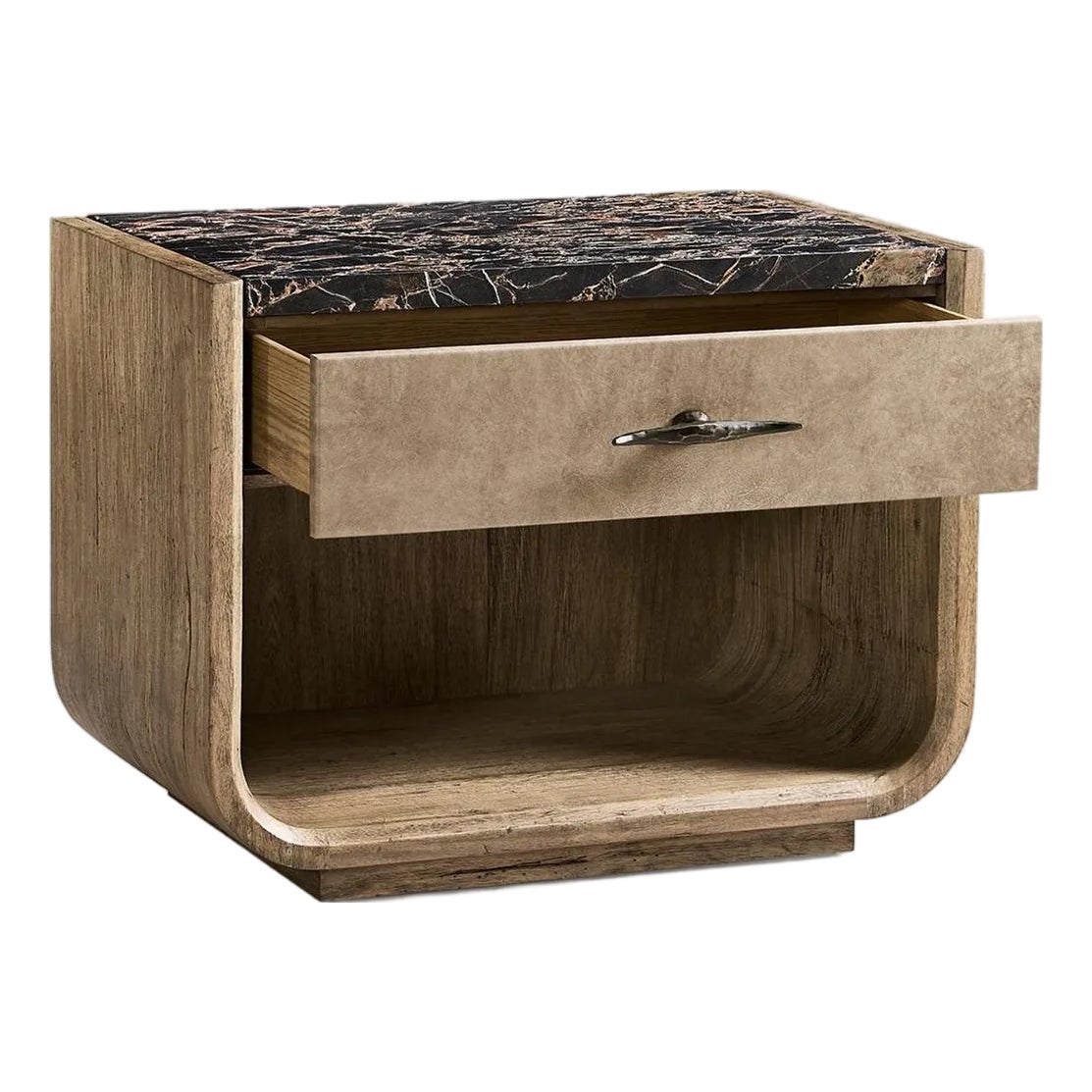 Rustic Modern Nightstand With Marble Top | Chairish