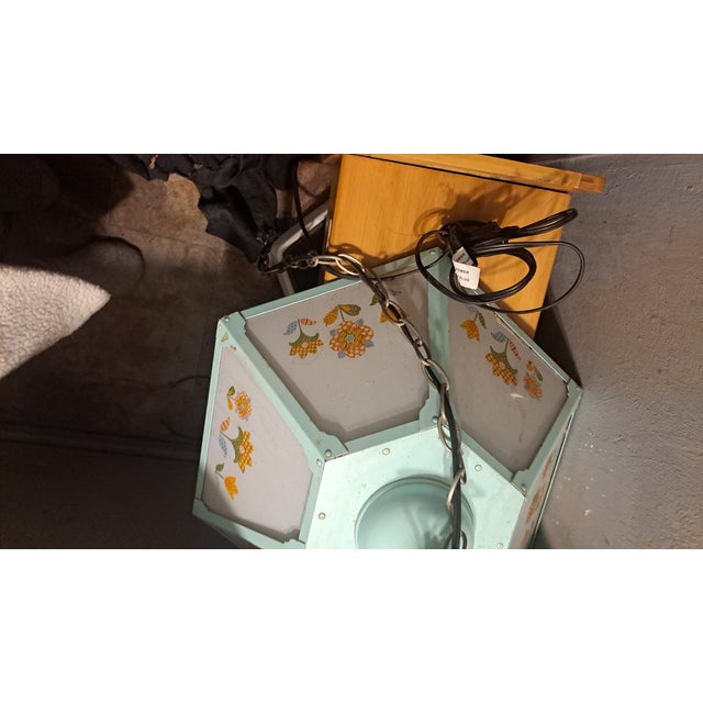 Vintage 1960s Hanging Kitchen Glass Panels Light Fixture 6 Glass Panels ...