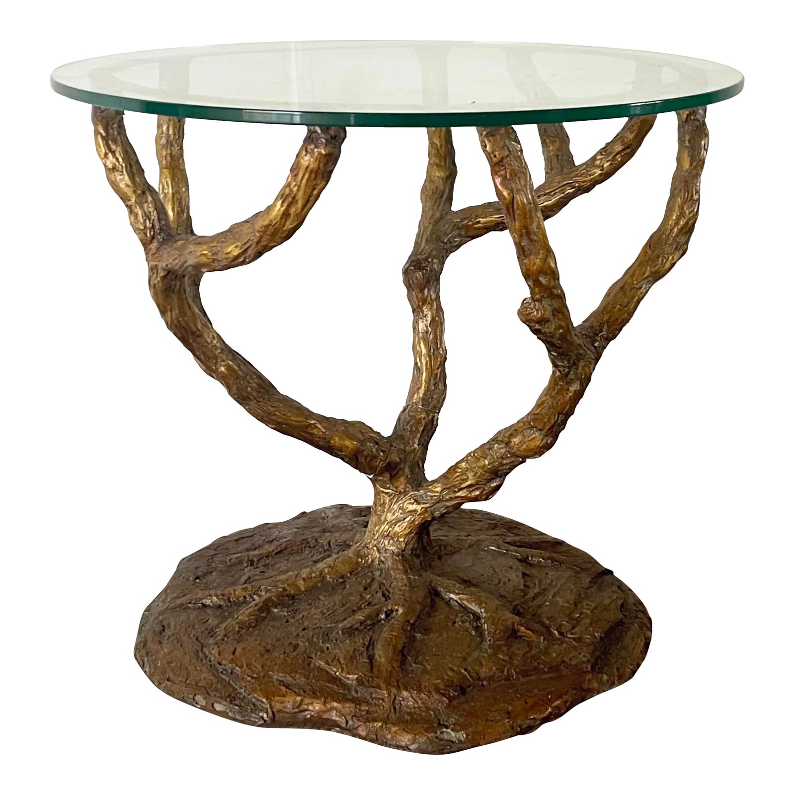 Decorator Modern Composite Tree Side Table | Chairish