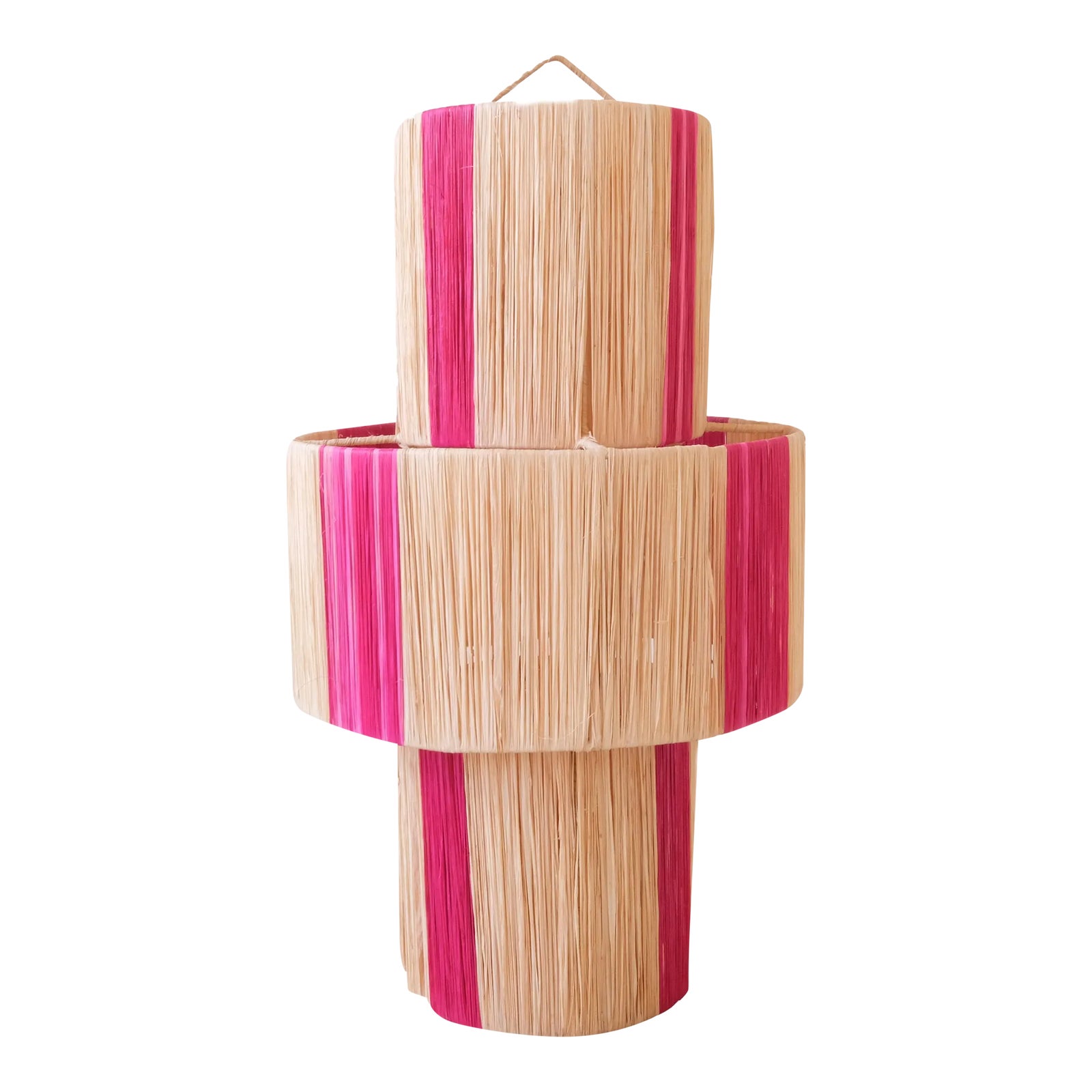 Contemporary Raffia Lamp Shade in Pink | Chairish