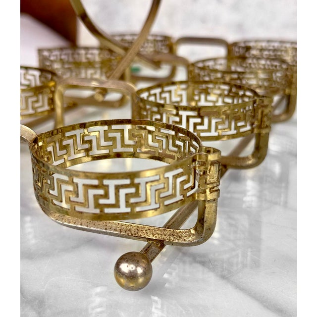 Mid-Century Colony 9pc Greek Key Drink Barware Liquor Glasses & Serving ...