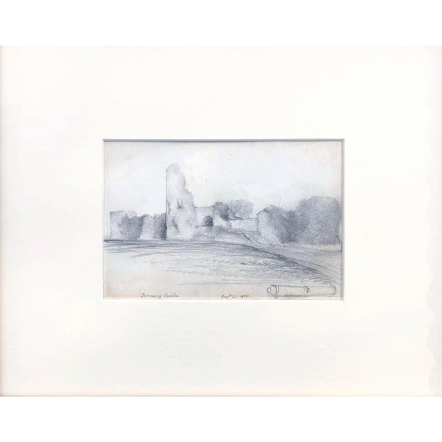 19th Century English Graphite Landscape Drawing of Pevensey Castle ...