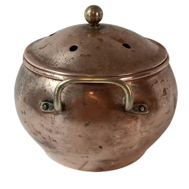 Vintage Copper Pot With Vented Lid Brass Handles Potpourri Simmering ...