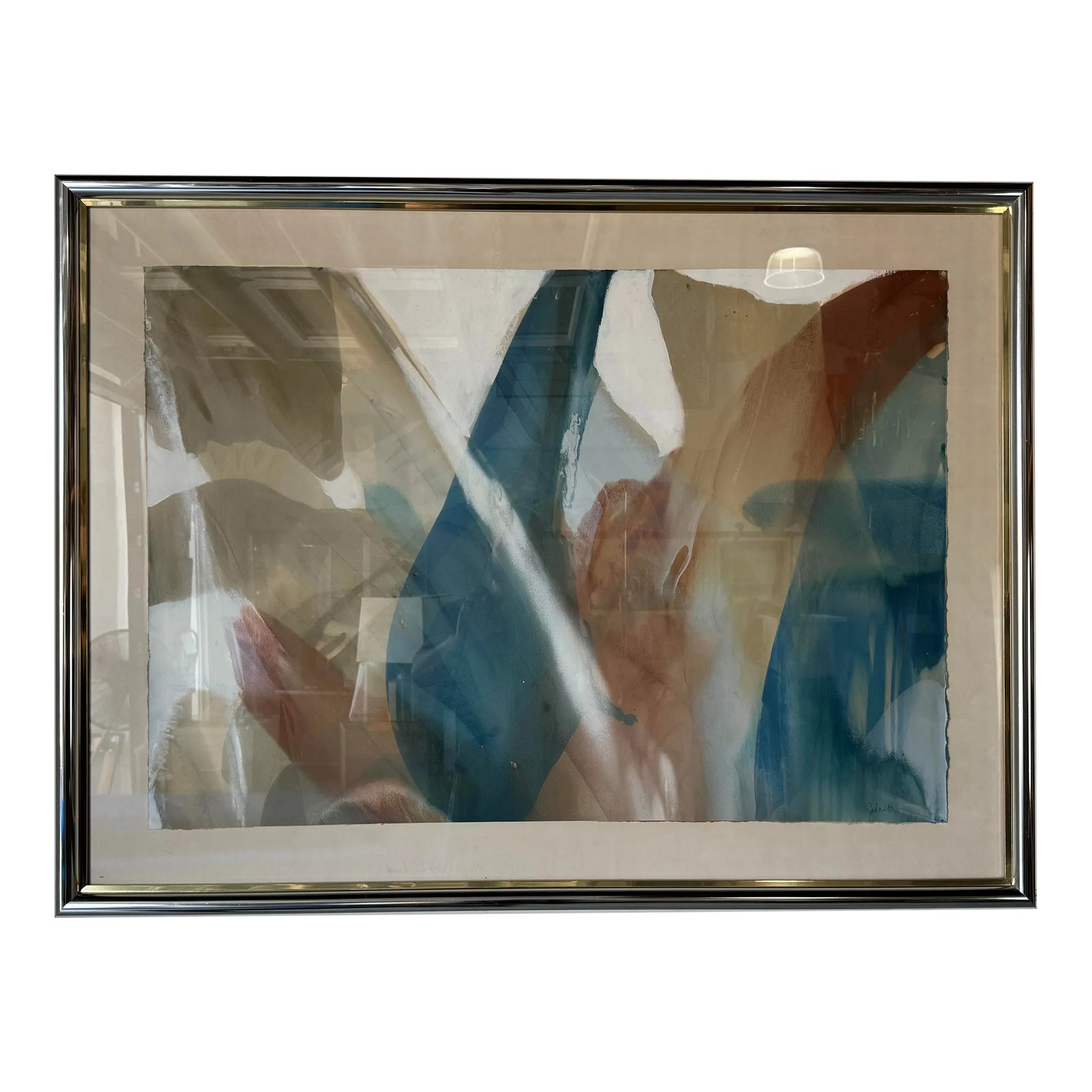 Johnson Mid Century Expressionist Abstract Painting, Framed | Chairish