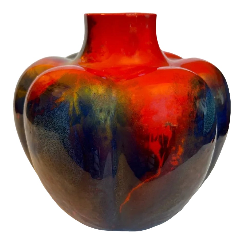 Antique Royal Doulton Sung Ware Flambe Flat Form Lobed Vase - Fred ...