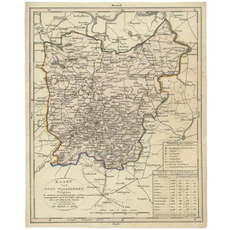 Antique Map of East Flanders, 1840 | Chairish