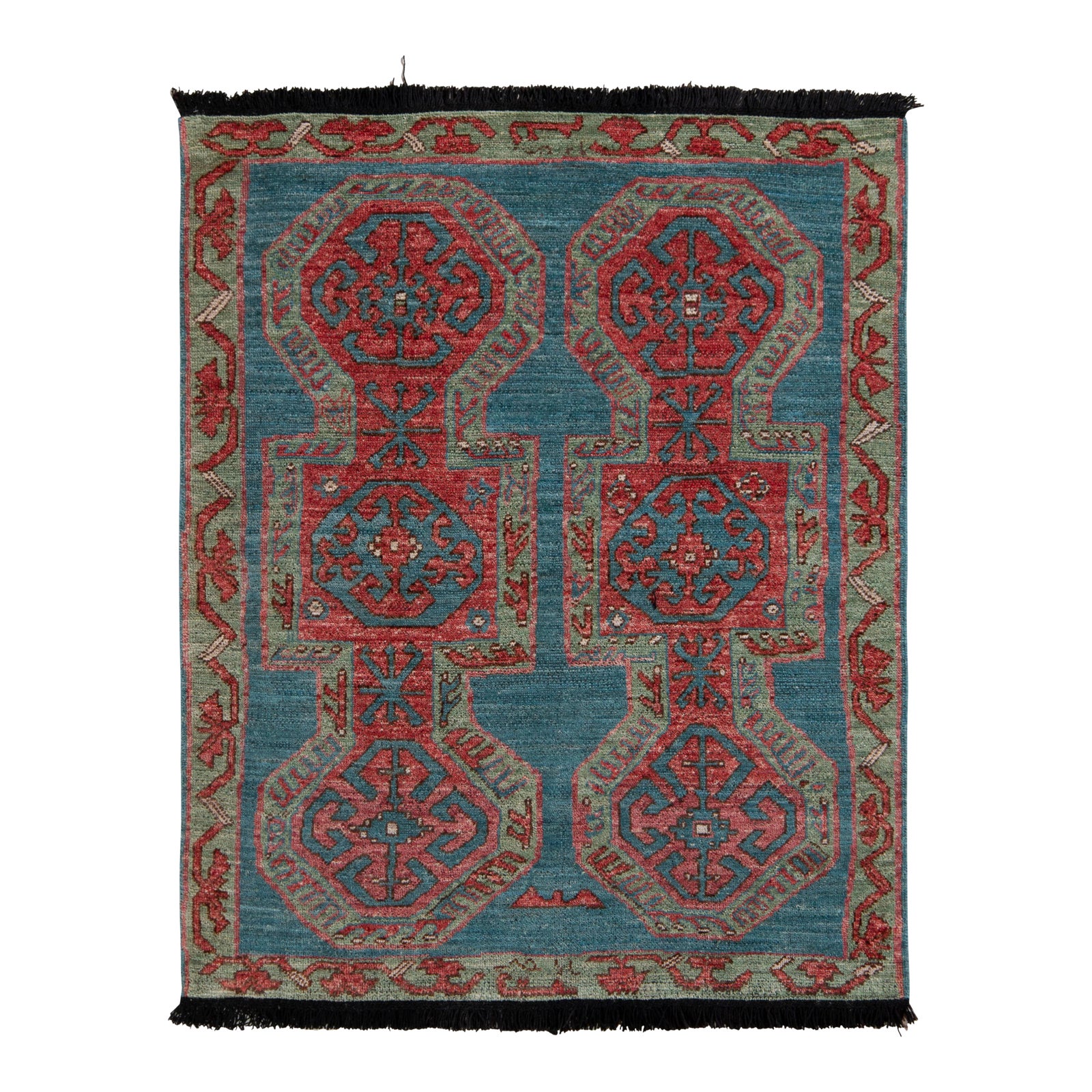 Rug & Kilim Tribal Style Rug, Red and Blue Geometric Pattern, 10x14 ...