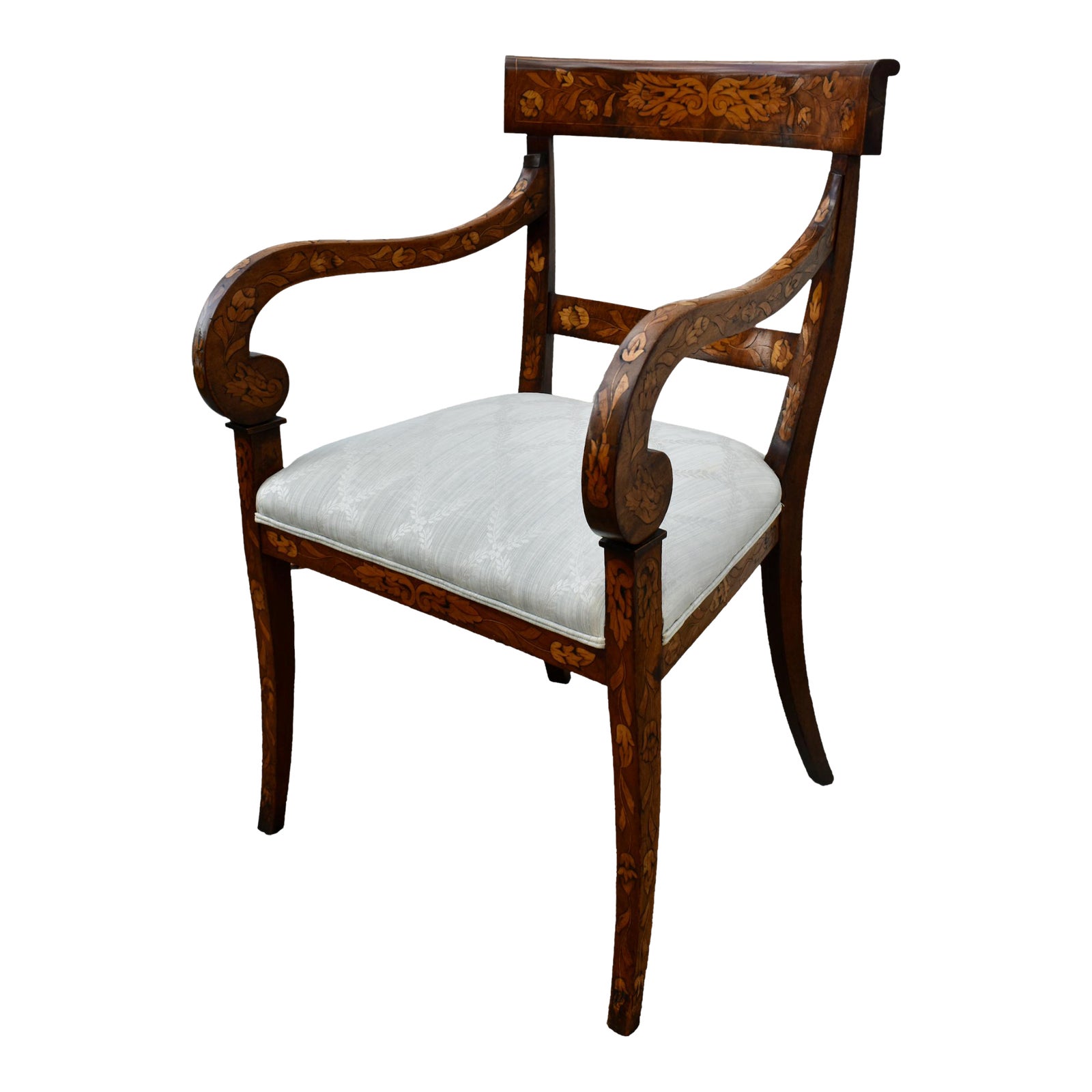 Antique Dutch Marquetry Regency Style Chair | Chairish