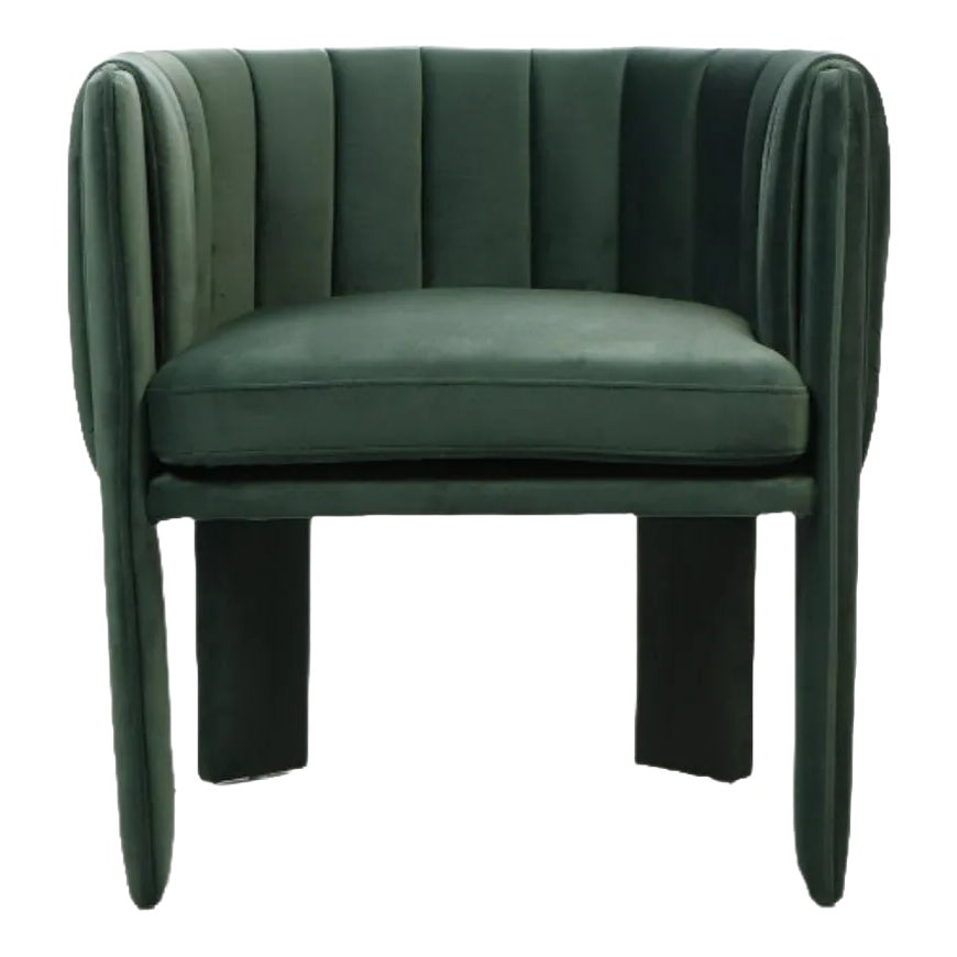 Olivia Channel Tufted Accent Chair in Green | Chairish