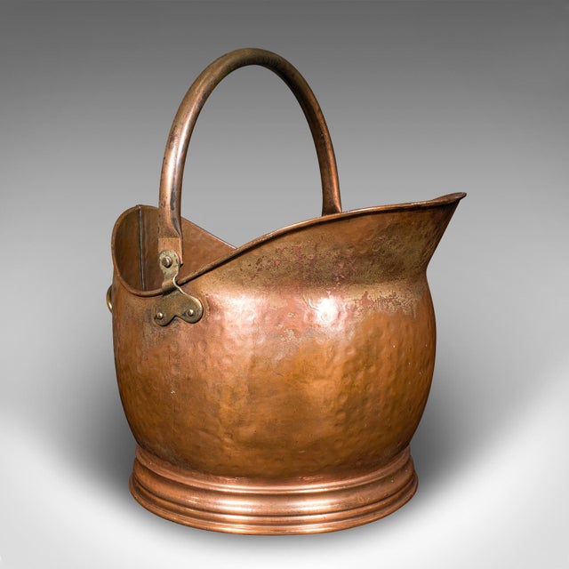 1900s Antique Victorian English Copper Helmet Coal Scuttle | Chairish