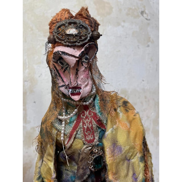 Handmade Textile Cubist Folk Art Puppet Sculptures | Chairish