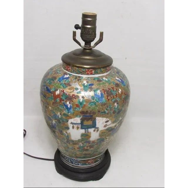 Antique Japanese Aoki Mokubei Porcelain Lamp | Chairish