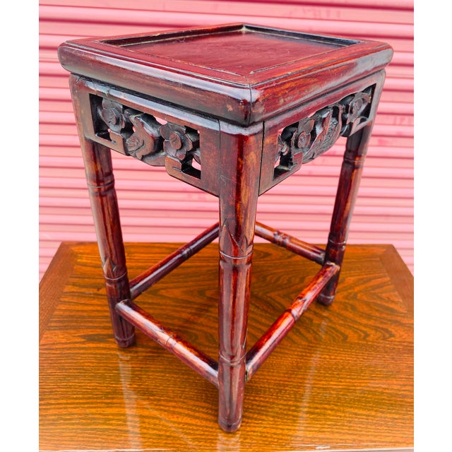 Vintage Diminutive Hand Carved Chinese Stand | Chairish