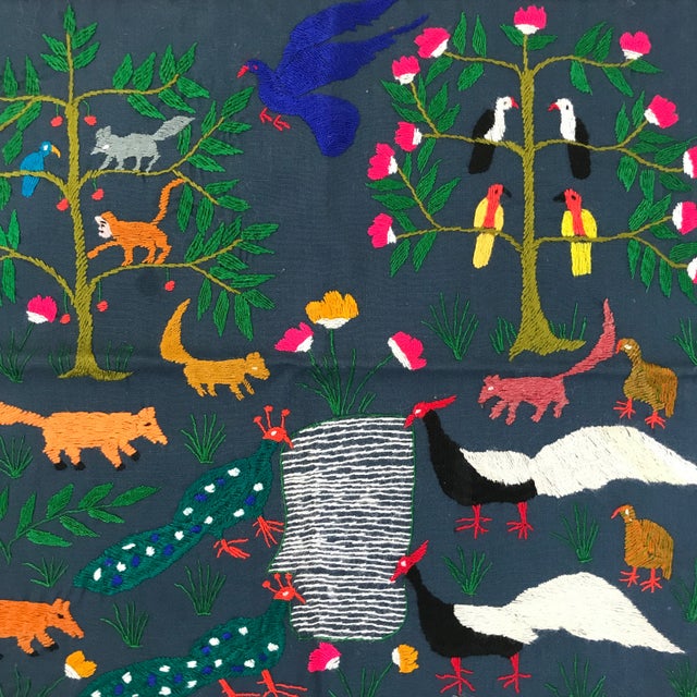 Late 20th Century Hmong Embroidered Animal Story Cloth Textile Art ...