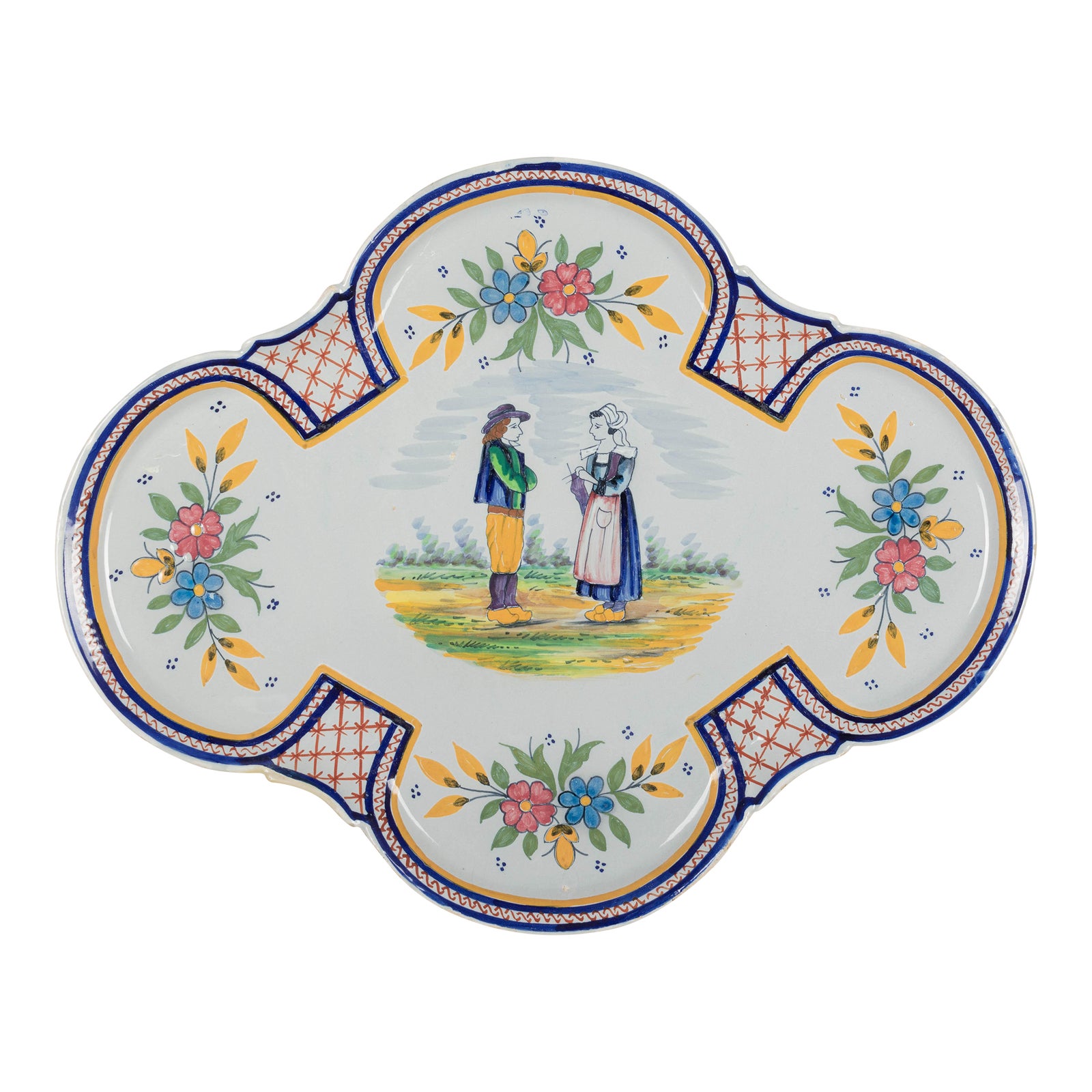 French Hb Quimper Faience Platter | Chairish