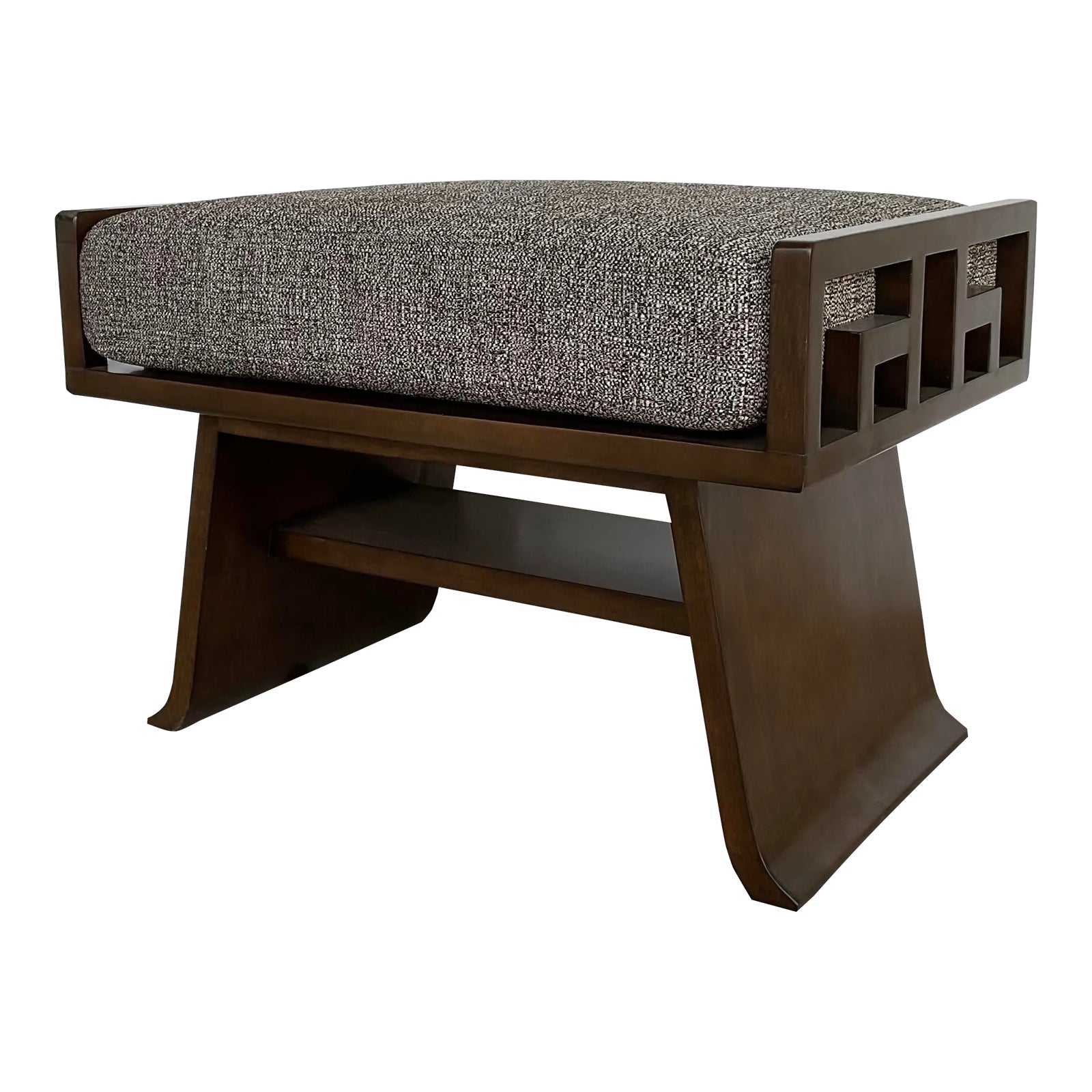 Currey & Co. Modern Greek Key Hari Swagger Ottoman | Chairish