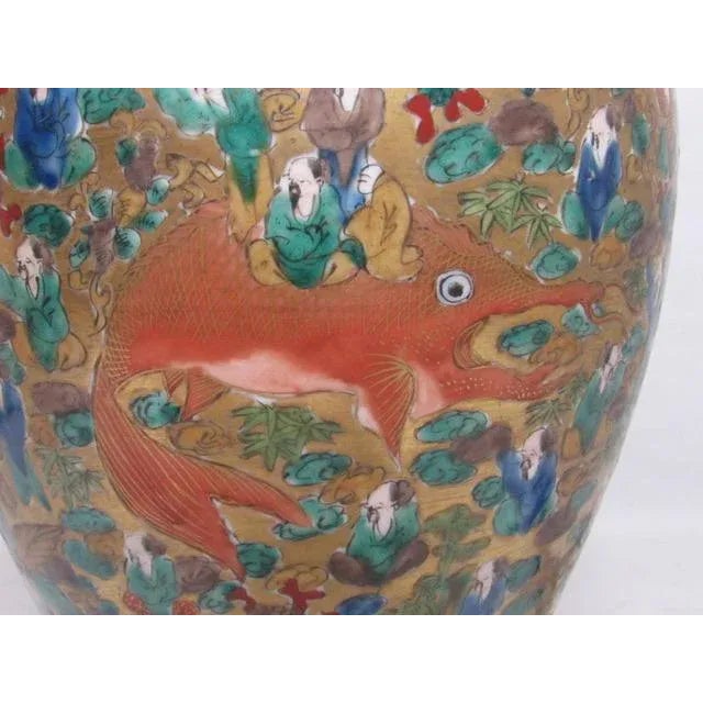 Antique Japanese Aoki Mokubei Porcelain Lamp | Chairish