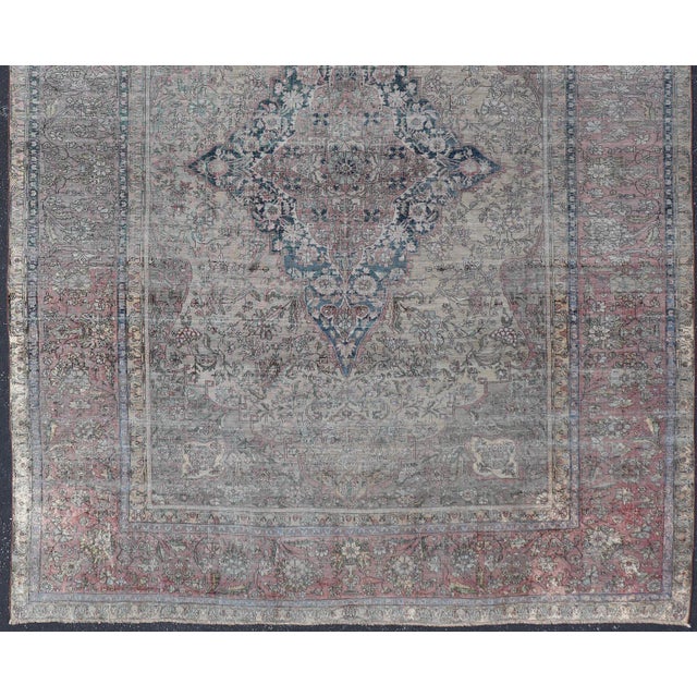 Antique Persian Silk Mohtesham Rug With Central Medallion 7'0 X 10'5 ...