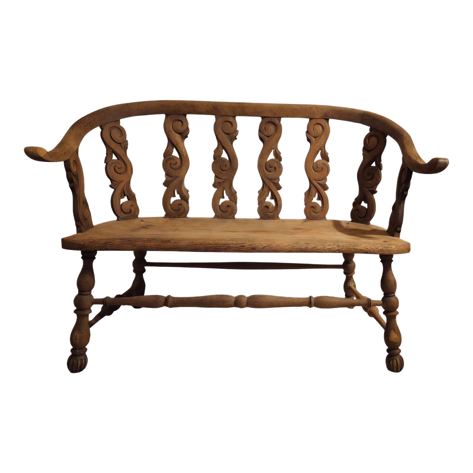Antique Solid Wood Sette | Chairish