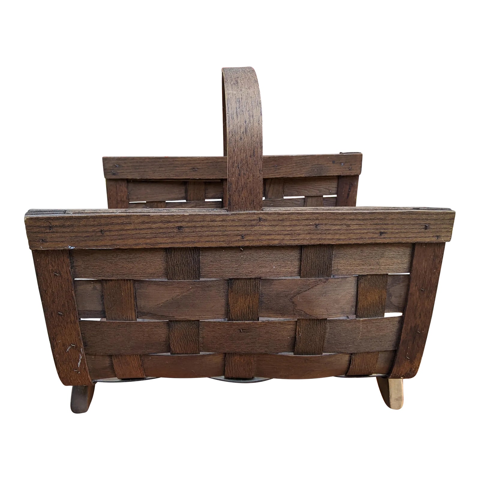 Early 20th Century Antique Split Oak Fireside Basket | Chairish