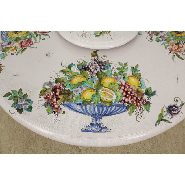 Italian Terracotta Top Iron Base Garden Dining Table | Chairish