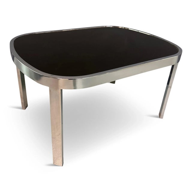 Milo Baughman Black Glass Racetrack Side Table for Design Institute of ...