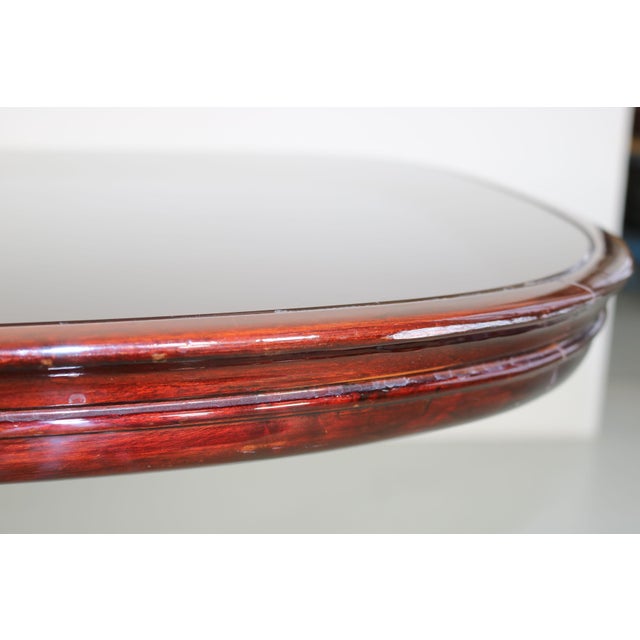 Oval Dining Table with Aubergine-Colored Glass Top and Marble Base ...