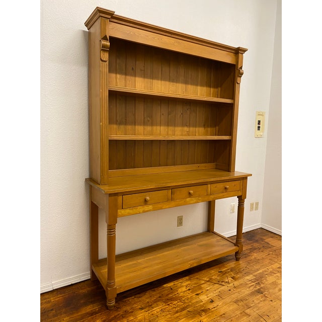 American Farmhouse Rustic Wooden Hutch | Chairish