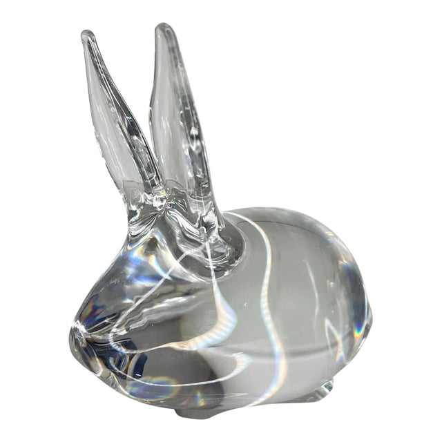 2000s Steuben Crystal Bunny Rabbit Figurine Paperweight, Signed | Chairish