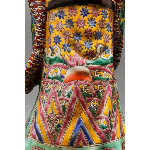 Chinese Tall Polychrome Ceramic Glazed Immortal Lu Figure | Chairish