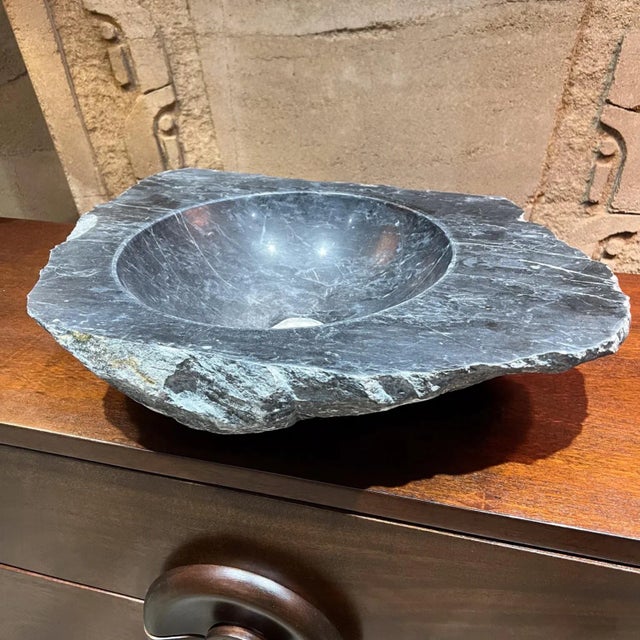 Carved Black Marble Natural Stone Sink Basin | Chairish