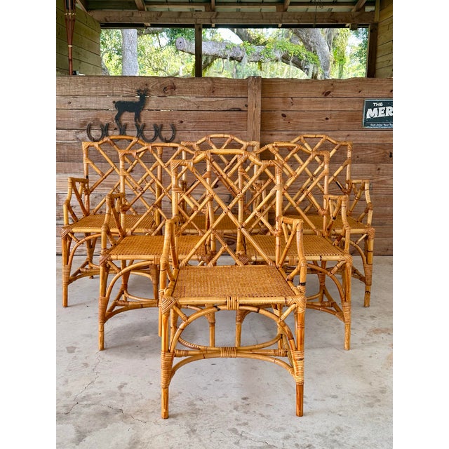 Mid-20th Century Italian Restored Refinished Rattan Cane Chippendale ...