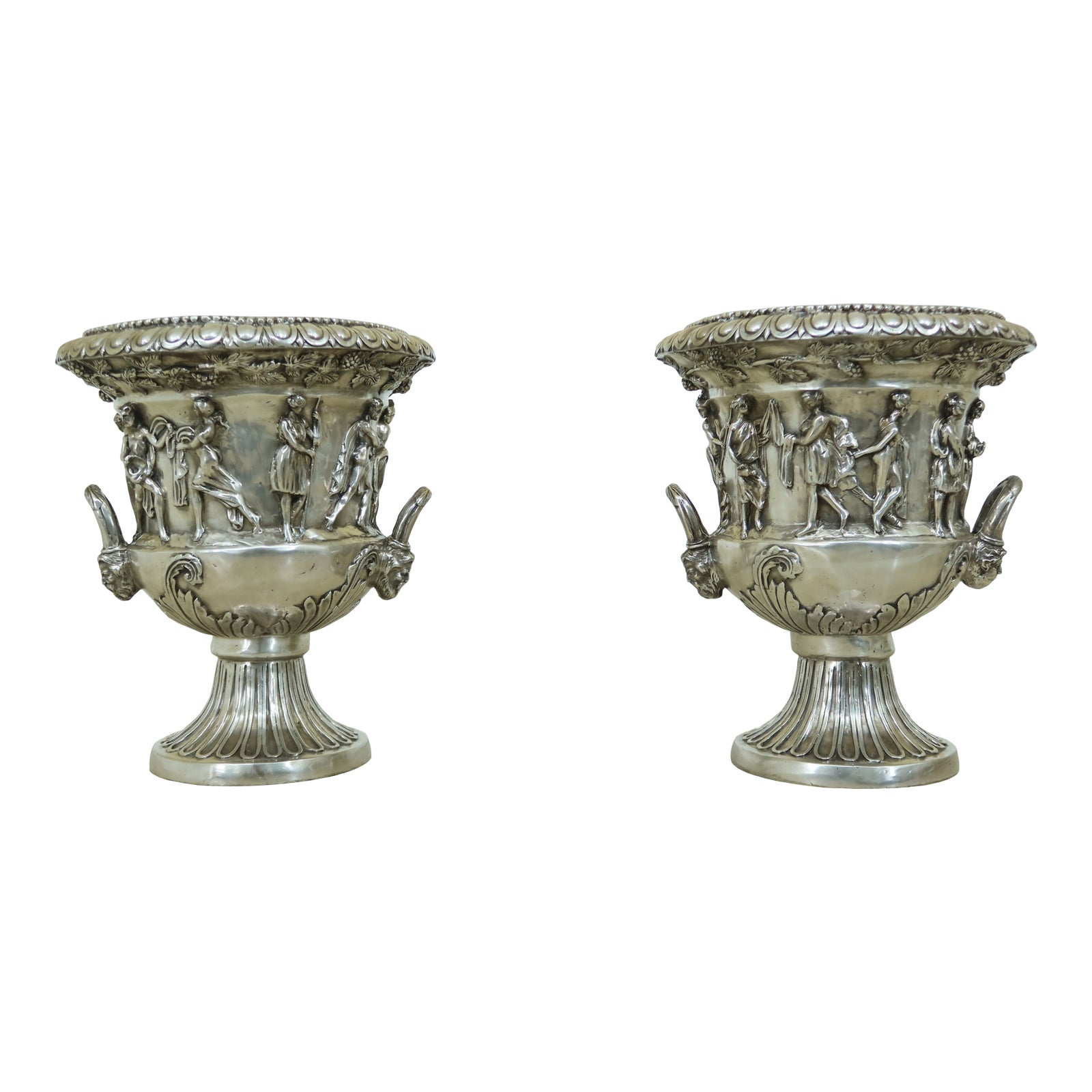 Signature Statuary Neo Classical Bronze Garden Urns - a Pair | Chairish