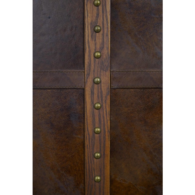 Unique Large Steamer Trunk Style Leather Desk | Chairish