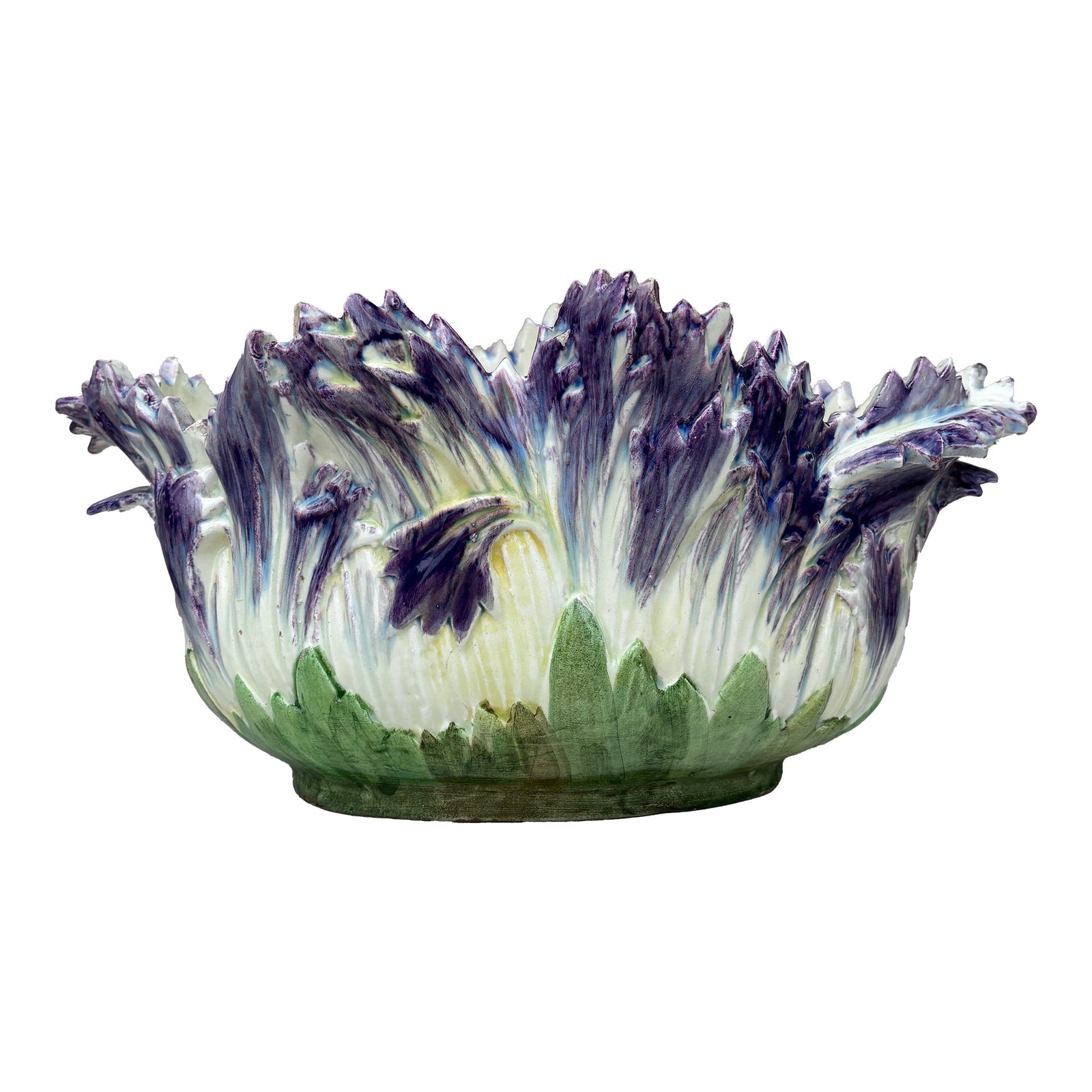 French Majolica Jardiniere Delphin Massier, Circa 1890 | Chairish